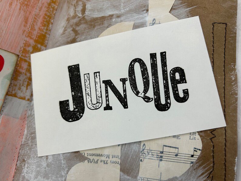 JUNQUE Rubber Stamp - Distressed Letterpress Style - Great for Junk ...