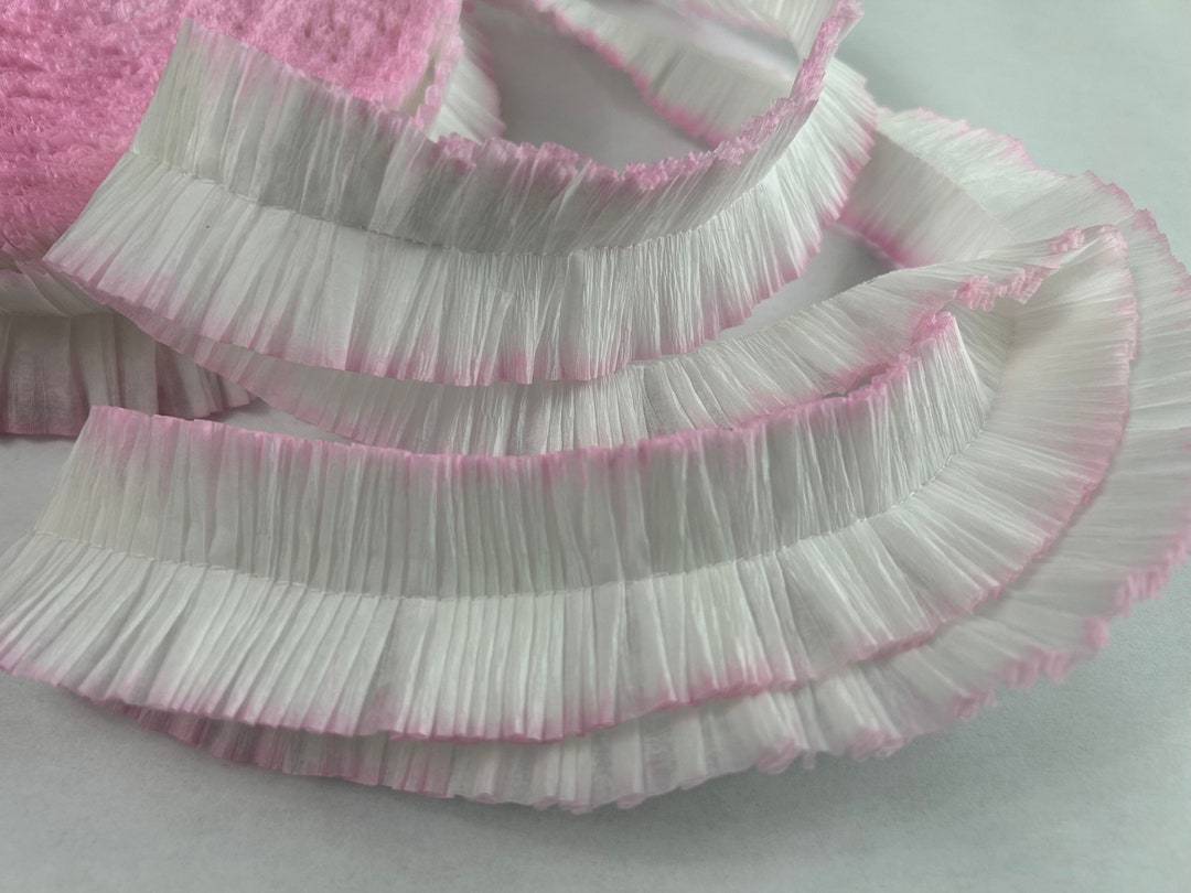 Ruffled Crepe Paper White With Pale Pink Tint YOUR CHOICE Length ...