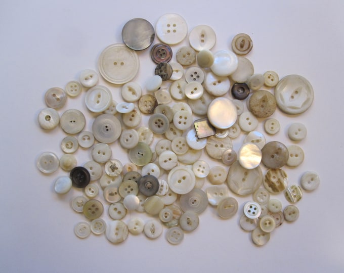 120 Vintage SHELL Buttons Shell and MOP, Assorted Buttons, Salvaged and ...