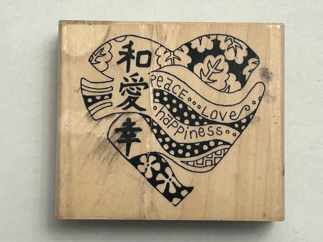 Rare Rubber Stamp - Paula Best Peace Love Happiness Asian Inspired ...