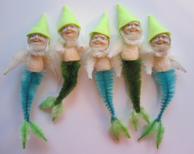 Handmade Bump Chenille Mermaid Elf MELF YOUR Choice Aqua or Green Tail ...