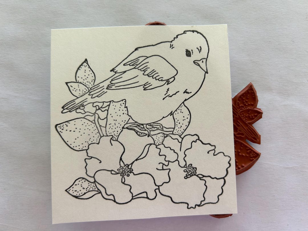 Cling Mount Stamp - Bird With Flowers - 4 X 3.875 Inches - Gently Used ...