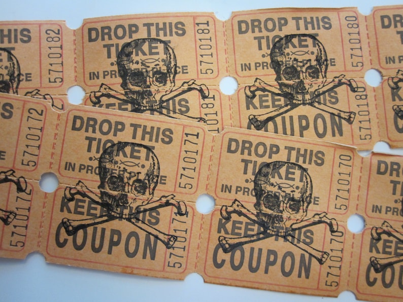 Skull and Crossbones Tickets - YOUR CHOICE 10, 25, or 50 - Halloween ...