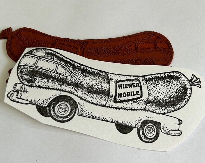 Rubber Stamp - Large WIENER MOBILE Rubber Stamp - Hot Dog Car Stamp ...