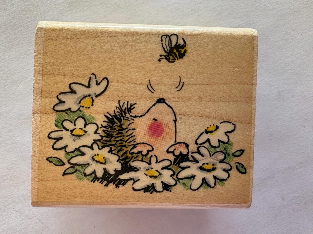 Vintage Rubber Stamp - Daisy Hedgehog Stamp - Penny Black 1431E Margaret Sherry 1999 - Gently ...