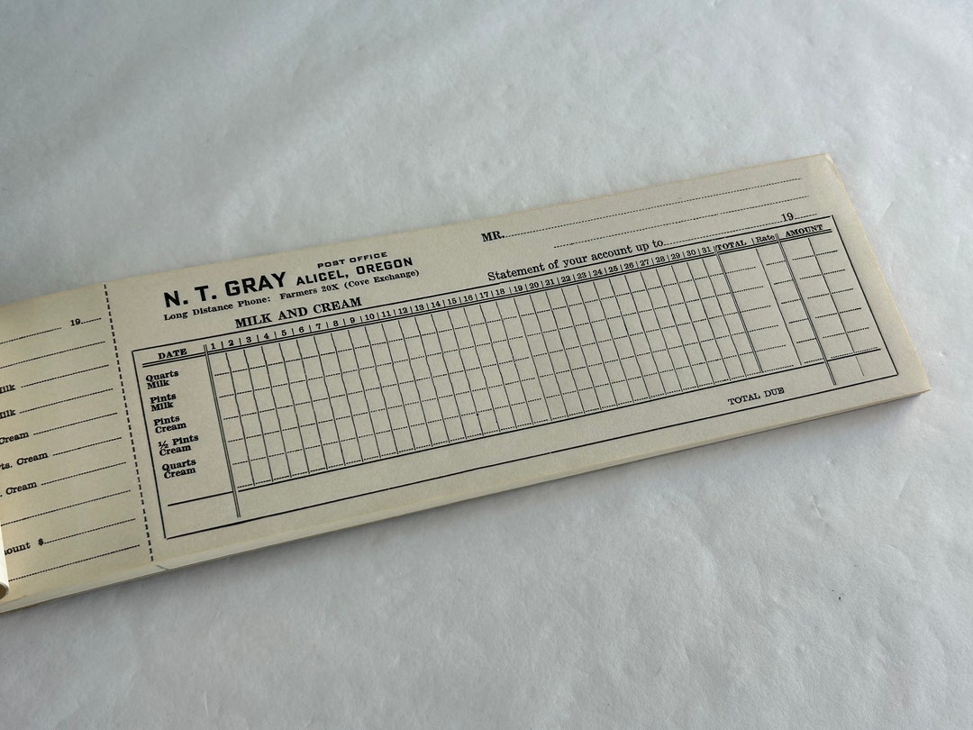 Vintage N. T. Gray Milk & Cream Receipt Order Book - Alicel Oregon ...