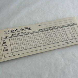 Vintage N. T. Gray Milk & Cream Receipt Order Book Alicel Oregon ...