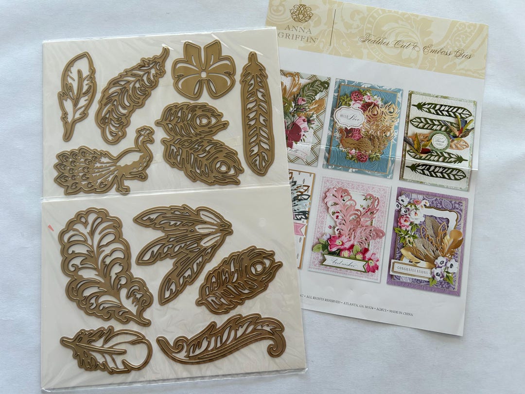Anna Griffin Cutting Die Set - Feather Cut and Emboss Die Set #AG873 ...