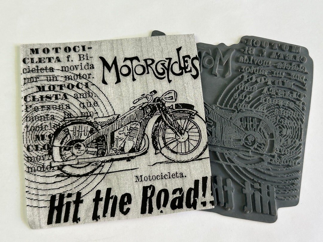 Rubber Stamp - MOTORCYCLES Collage Stamp, Hit the Road - Unmounted ...