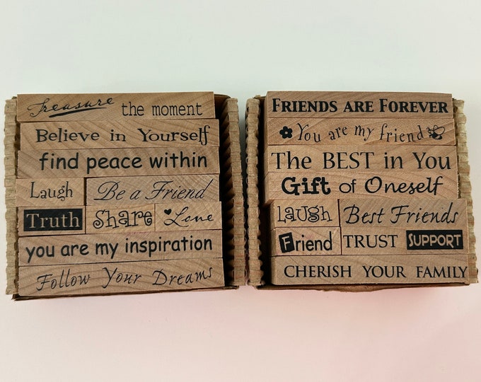 18 Vintage Rubber Stamps - 2 Sets of Inspirational Sentiment Stamps ...