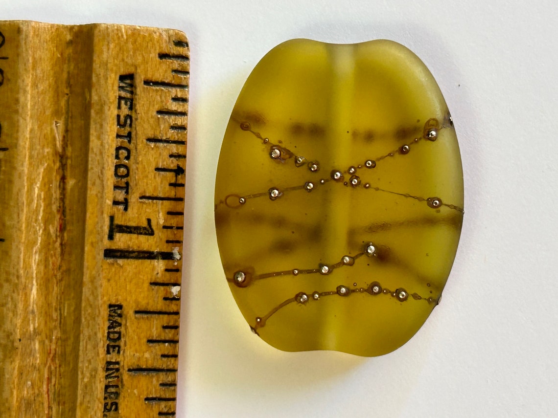 Handmade Artisan Lampwork Bead - Kelp 'sea Glass' Tab Bead, Focal Bead ...