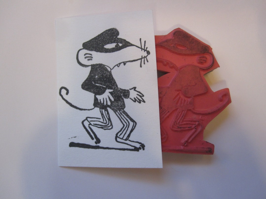 Rubber Stamp Mouse Burglar Rat Stamp Kidstamps - Etsy