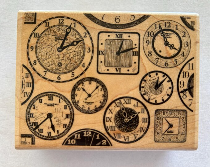 Rubber Stamp - Clock Faces Background Stamp, Clock Collage Stamp - SC03 ...