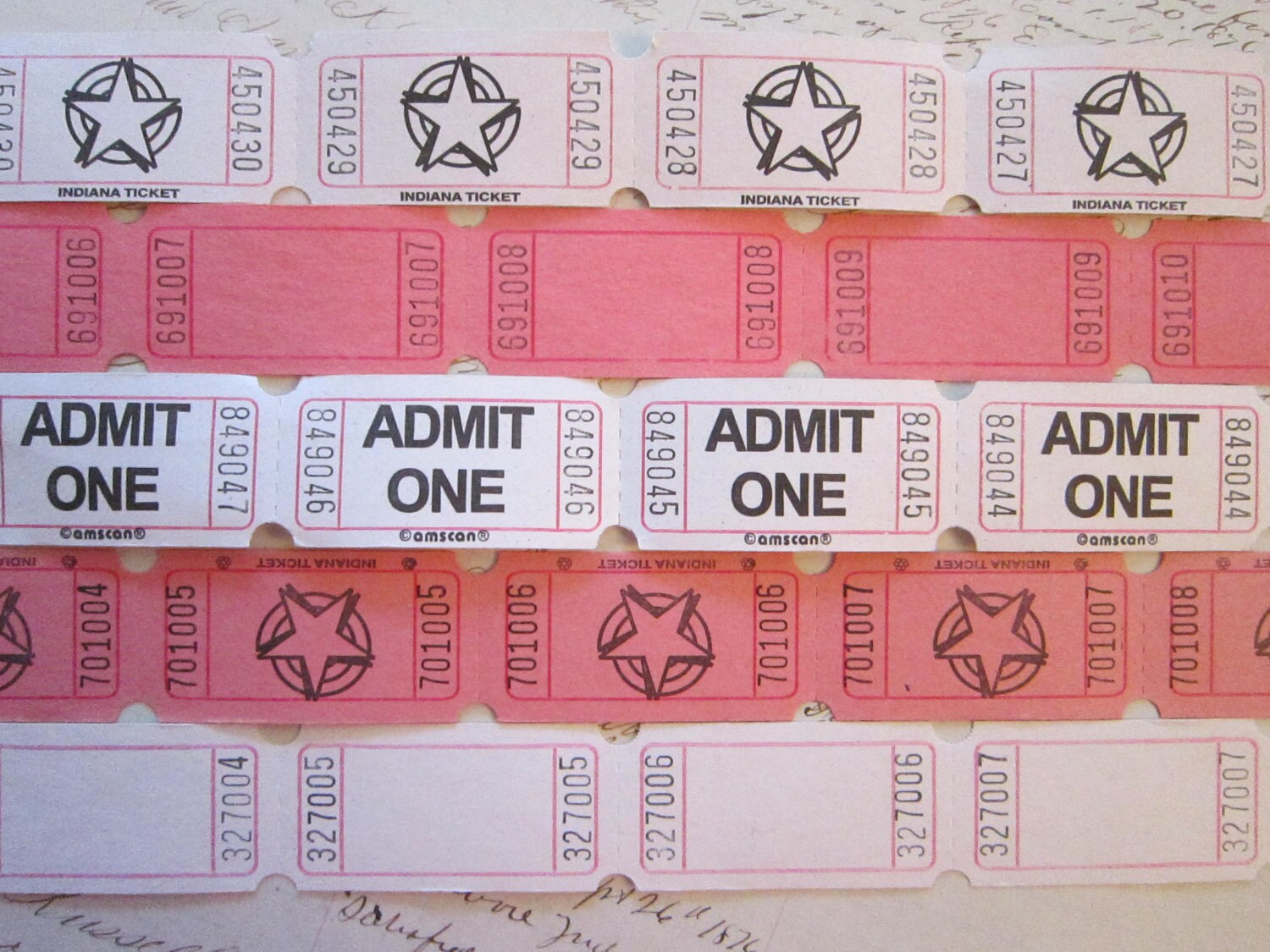 250 Carnival Tickets PINK and WHITE Blank Admit ONE - Etsy
