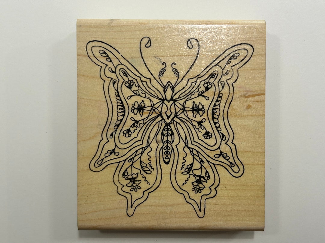 XL Rubber Stamp - Butterfly Illustration - 4.25 X 4 Inches - Holly ...