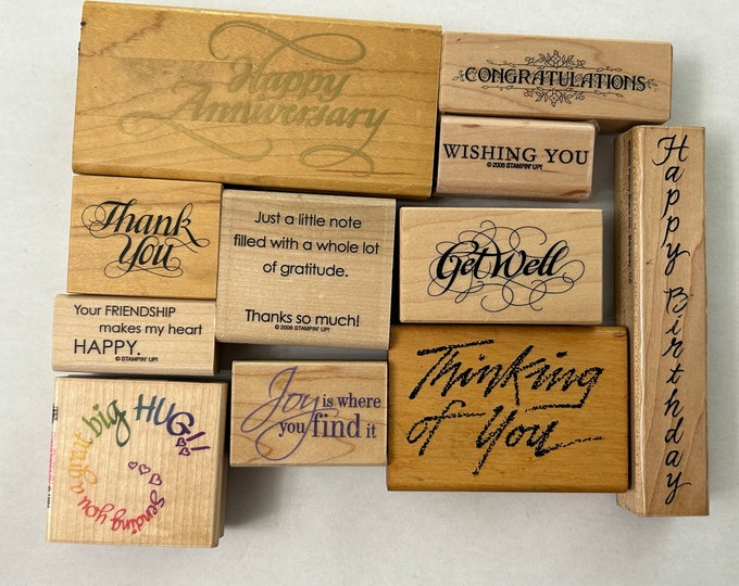 11 Rubber Stamps Sentiment Stamps Gratitude, Happy Anniversary, Thank ...