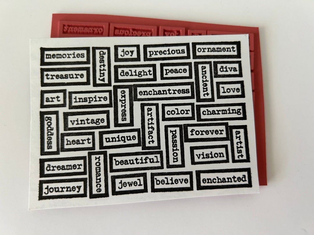 Rubber Stamp - Word Mosaic, Collage Stamp, Card Stamp - Your Choice ...