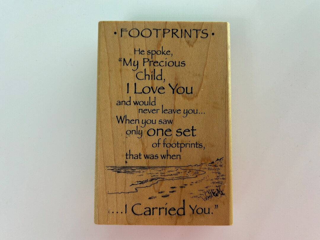 Rubber Stamp - Footprints in the Sand - Religious Inspirational Poem ...