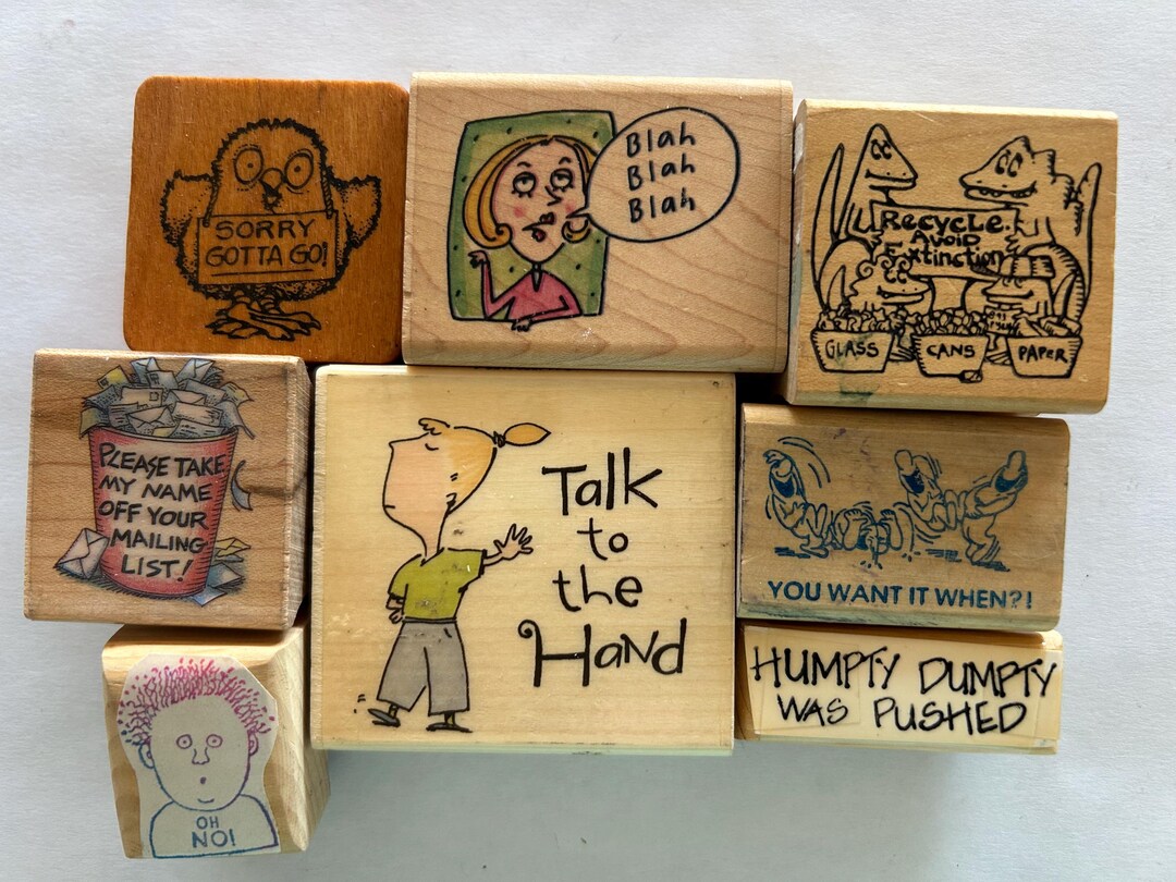 8 Rubber Stamps - Funny and Snarky Stamps, Humpty Dumpty Was Pushed ...