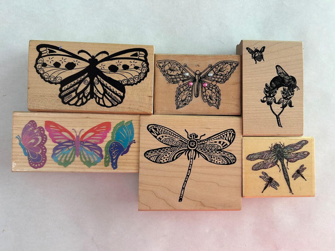 Rubber Stamp - YOUR CHOICE Insect Stamp - Dragonfly, Bee, Butterflies ...