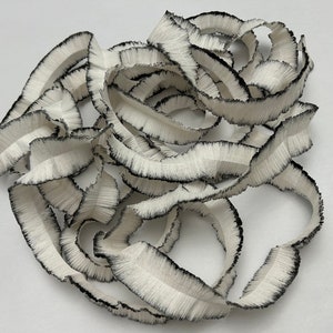 Ruffled Crepe Paper - White With Black Tint - YOUR CHOICE Length ...
