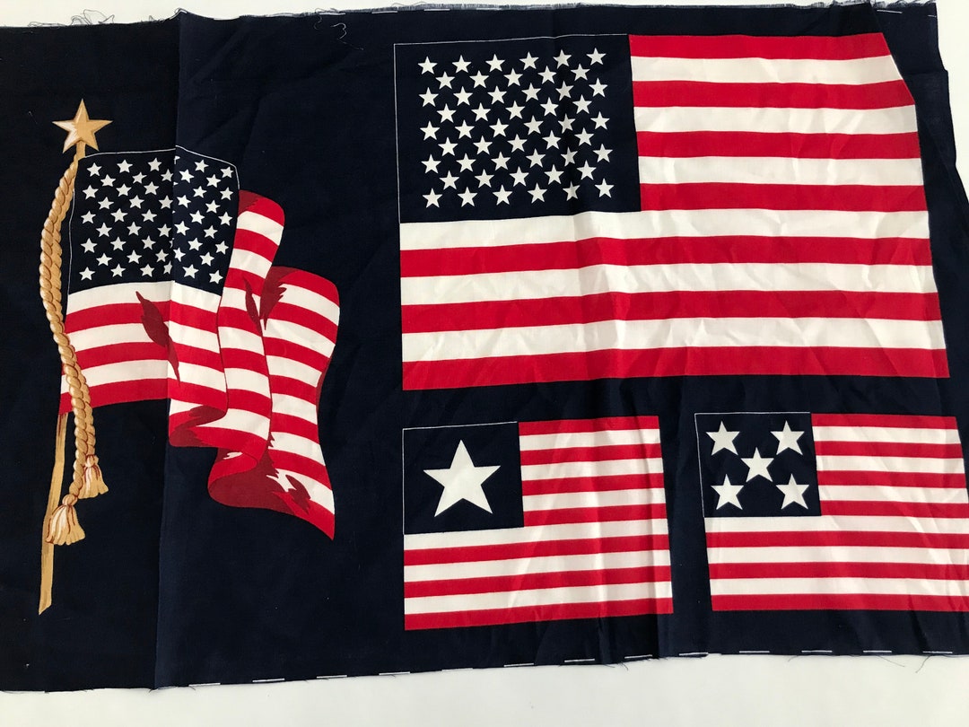 5 Vintage Fabric Panels Wamsutta FLAGS Panel Patriotic, Red White and ...