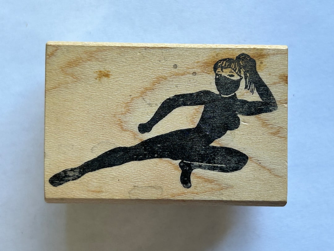 Vintage Rubber Stamp - Ninja Woman Stamp - Rabid Rubber 1992, Gently ...