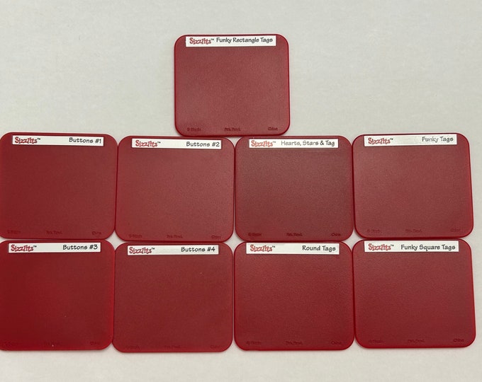 9 Sizzix Sizzlits Cutting Dies Buttons, Tags, Funky Tags, Round Tags ...