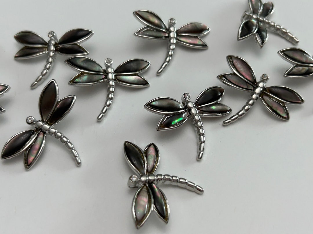 10 Pendant Charms - DRAGONFLY Charms - Silver Tone Dragonfly Findings ...