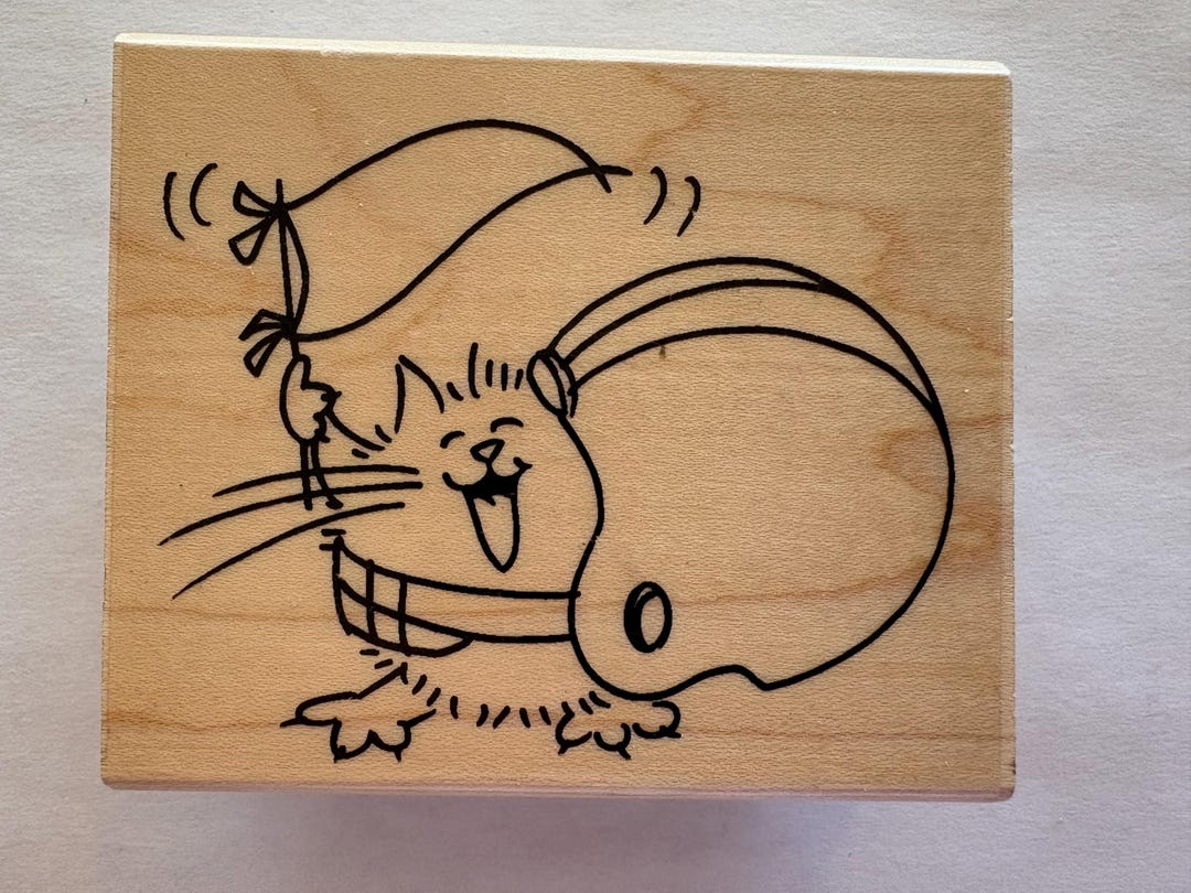 Rubber Stamp - Fluffles Football, Fluffles the Cat With Football Helmet ...