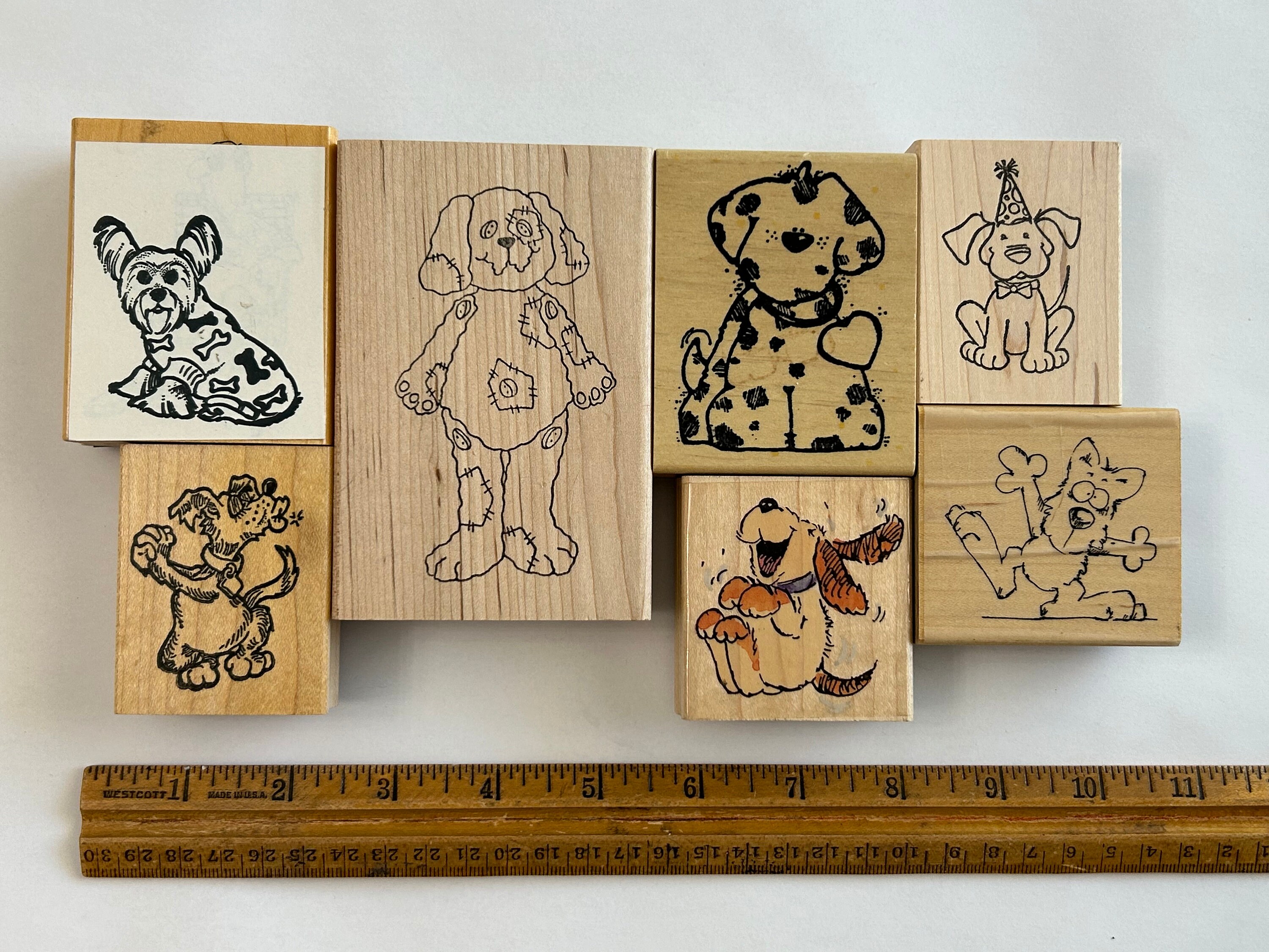 Rubber Stamp - YOUR CHOICE Dog Stamp - Patchwork Dog, Birthday Dog ...