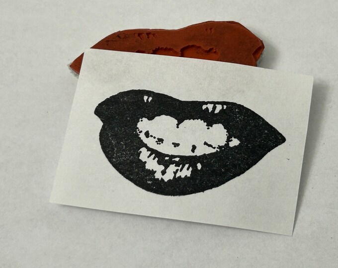 Rubber Stamp - Lipstick Smile Stamp - Lips, Teeth Smile Stamp - Cling ...