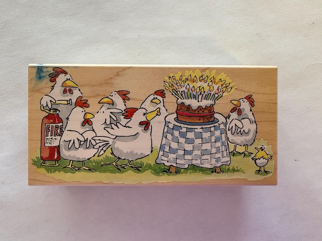 Vintage Rubber Stamp - Best of Luck Chickens Birthday Party - Penny Black 2349K Margaret Sherry ...