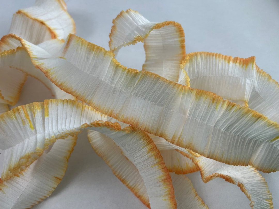 Ruffled Crepe Paper - White With Apricot Tint - YOUR CHOICE Length ...