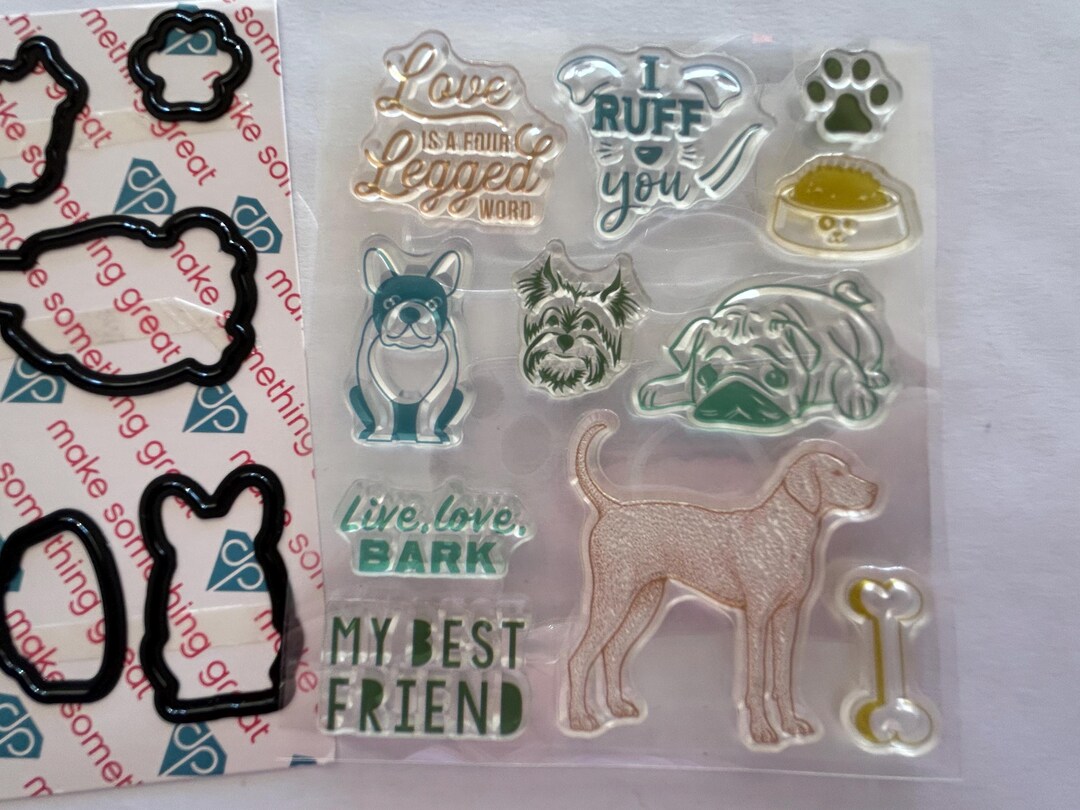 Stamp and Die Set - Live Love Bark Dog Themed Clear Stamp and Die Set ...