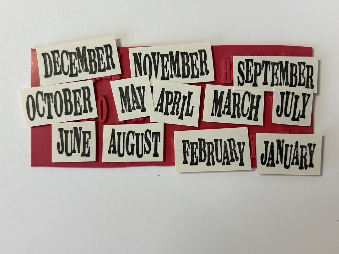 12 Rubber Stamps Month Stamps Months of the Year Your Choice Rubber ...