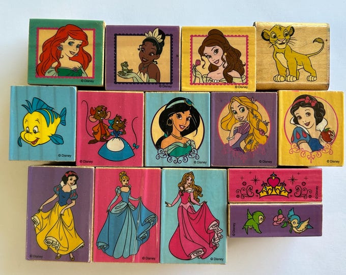 14 Rubber Stamps - Disney Princesses and Characters - Used Stamps - D11 ...