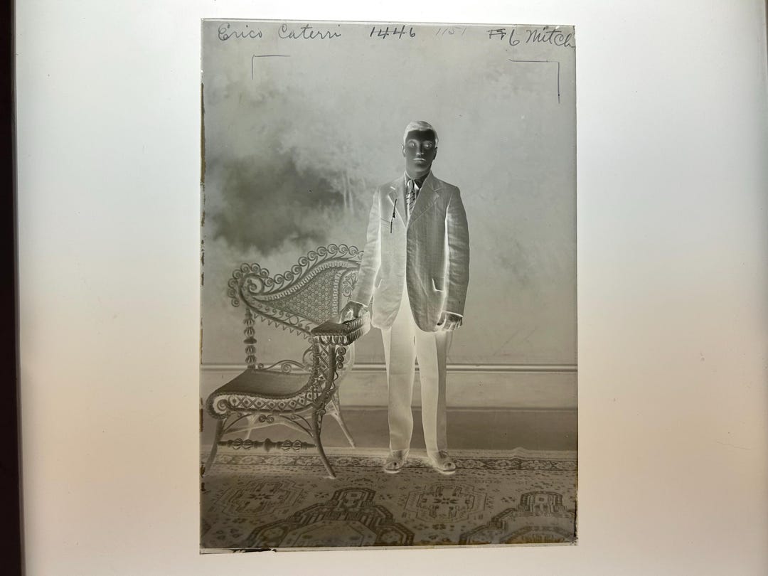 Antique Glass Photo Negative - Dry Plate - Early 1900s - Portrait of ...