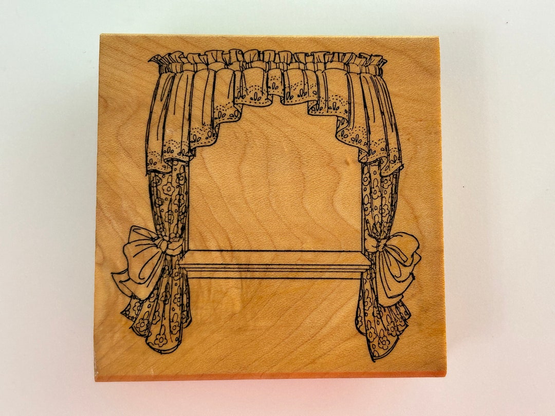 Vintage Rubber Stamp - Window With Curtains - Art Impressions P-1503 ...