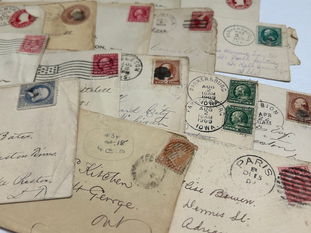 19 Antique Envelopes Most With Handwriting, Stamps and Cancellation ...