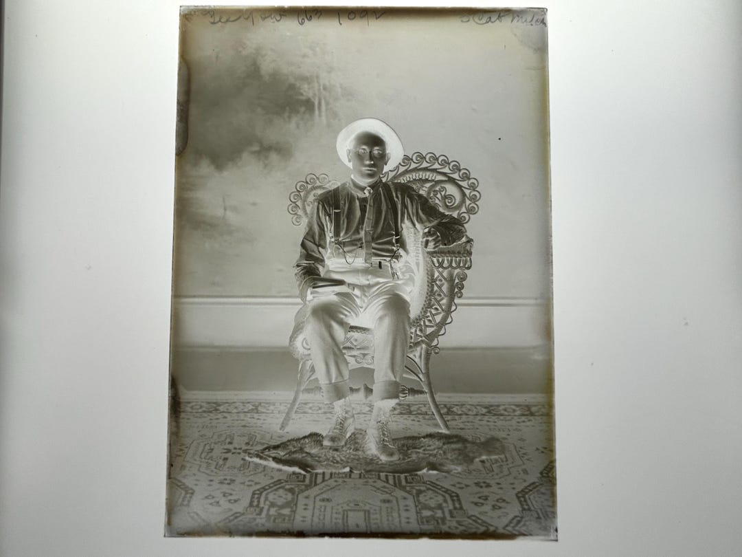 Antique Glass Photo Negative - Dry Plate - Early 1900s - Portrait of ...