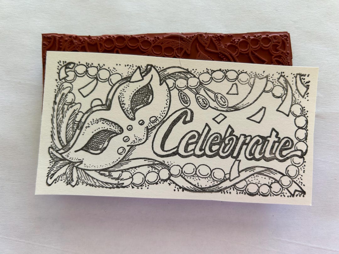 Cling Mount Stamp - Mask and Beads Celebrate, Mardi Gras Celebration ...