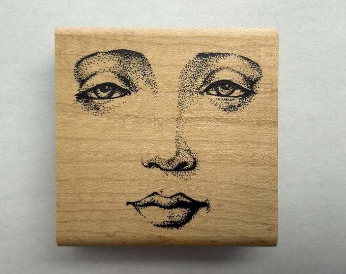 Rare Rubber Stamp - Zettiology - Face Stamp, Staring Girl Face Circle ...
