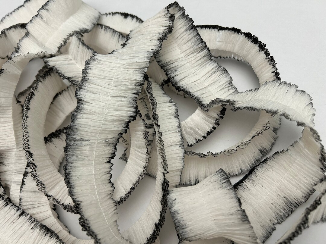 Ruffled Crepe Paper - White With Black Tint - YOUR CHOICE Length ...