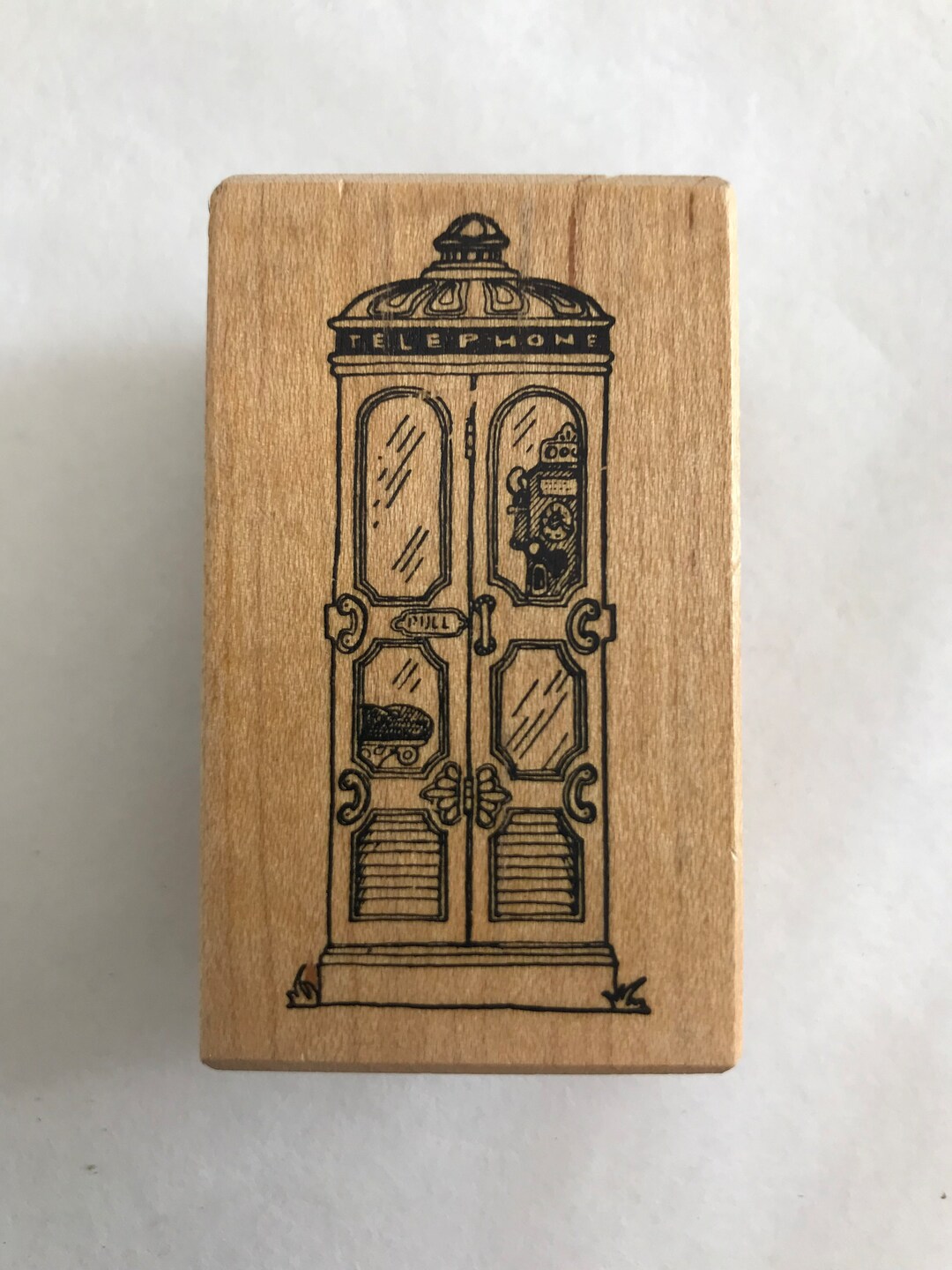 Vintage Rubber Stamp - TELEPHONE BOOTH - Stampa Barbara 1987 - Gently ...