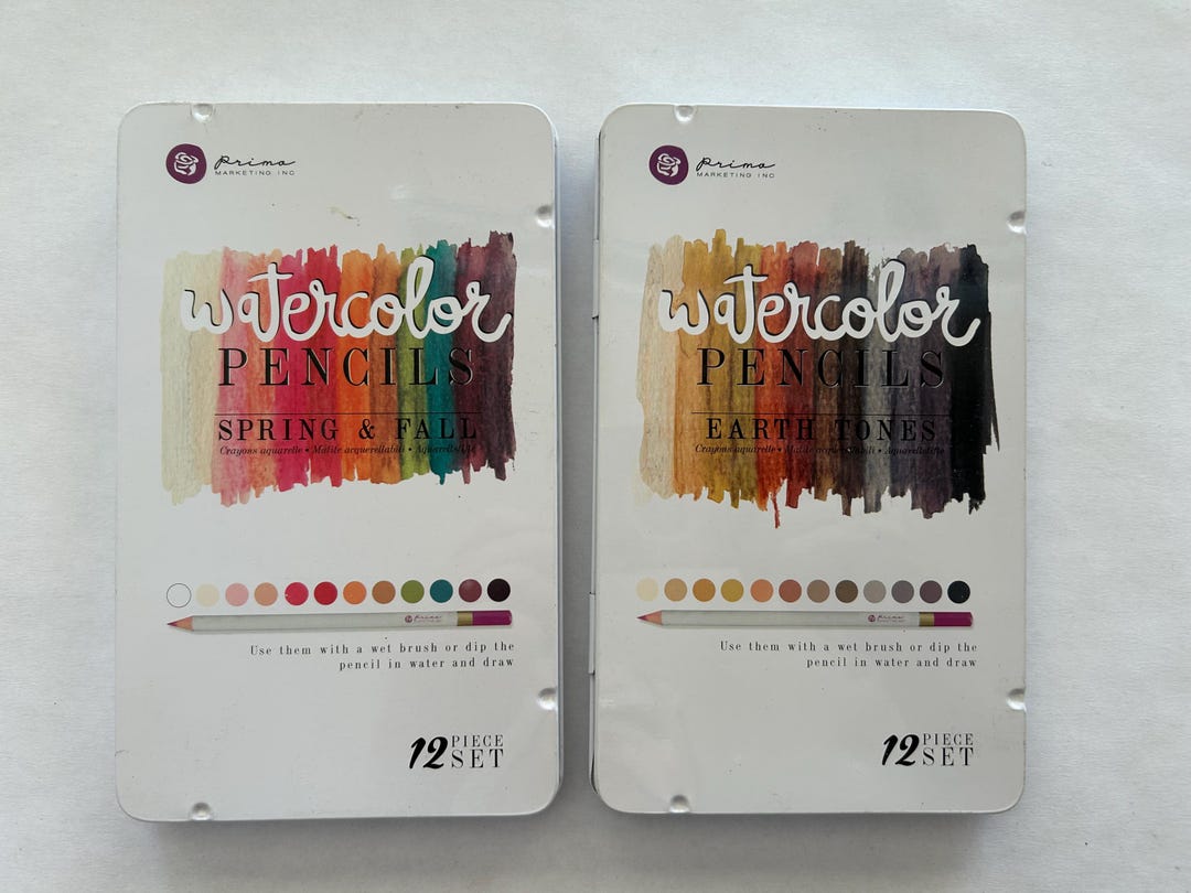 2 Sets Watercolor Pencils - 12 Pencils per Set in Storage Tins - Prima ...