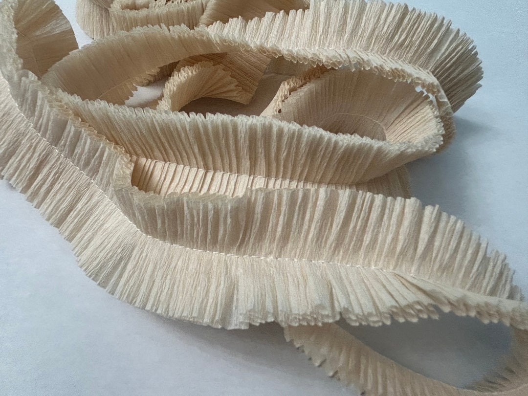 4.25 Yards Ruffled Crepe Paper - Cream - Crepe Ruffle Festooning for ...