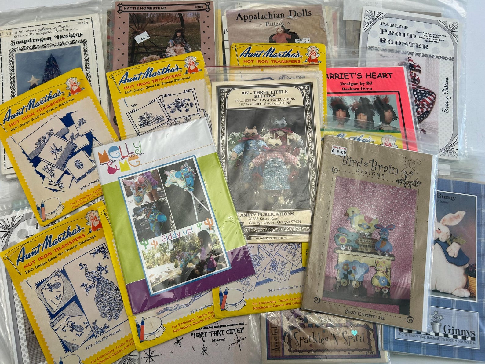 47 Patterns and Pkgs of Iron-on Transfers - Punch Needle Embroidery ...