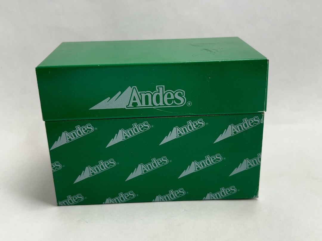 Vintage ANDES Mints Recipe Card Box - Metal Box, Andes Candies Index ...