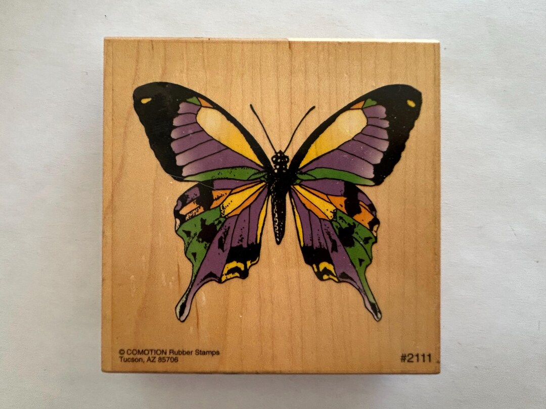 Vintage Rubber Stamp - Large Butterfly Stamp - Comotion Rubber Stamp ...
